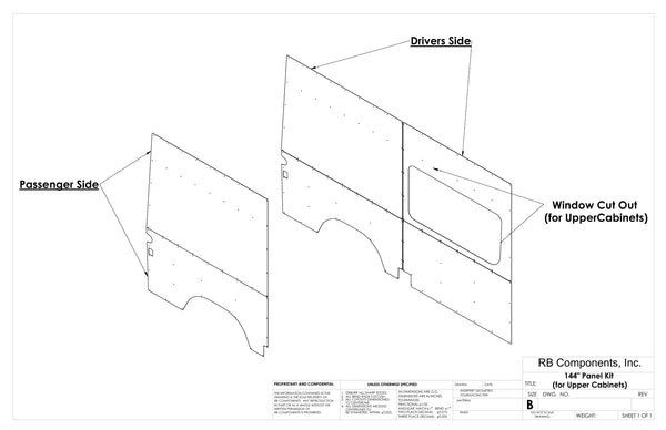 Sprinter Van Accessories 144 and 170 Vans Sprinter Store Tagged "144" Wall Panels" - RB Components